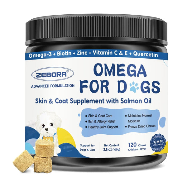 Omega 3 Fish Oil Supplement with Salmon Oil for Dogs & Cats, 120 ...